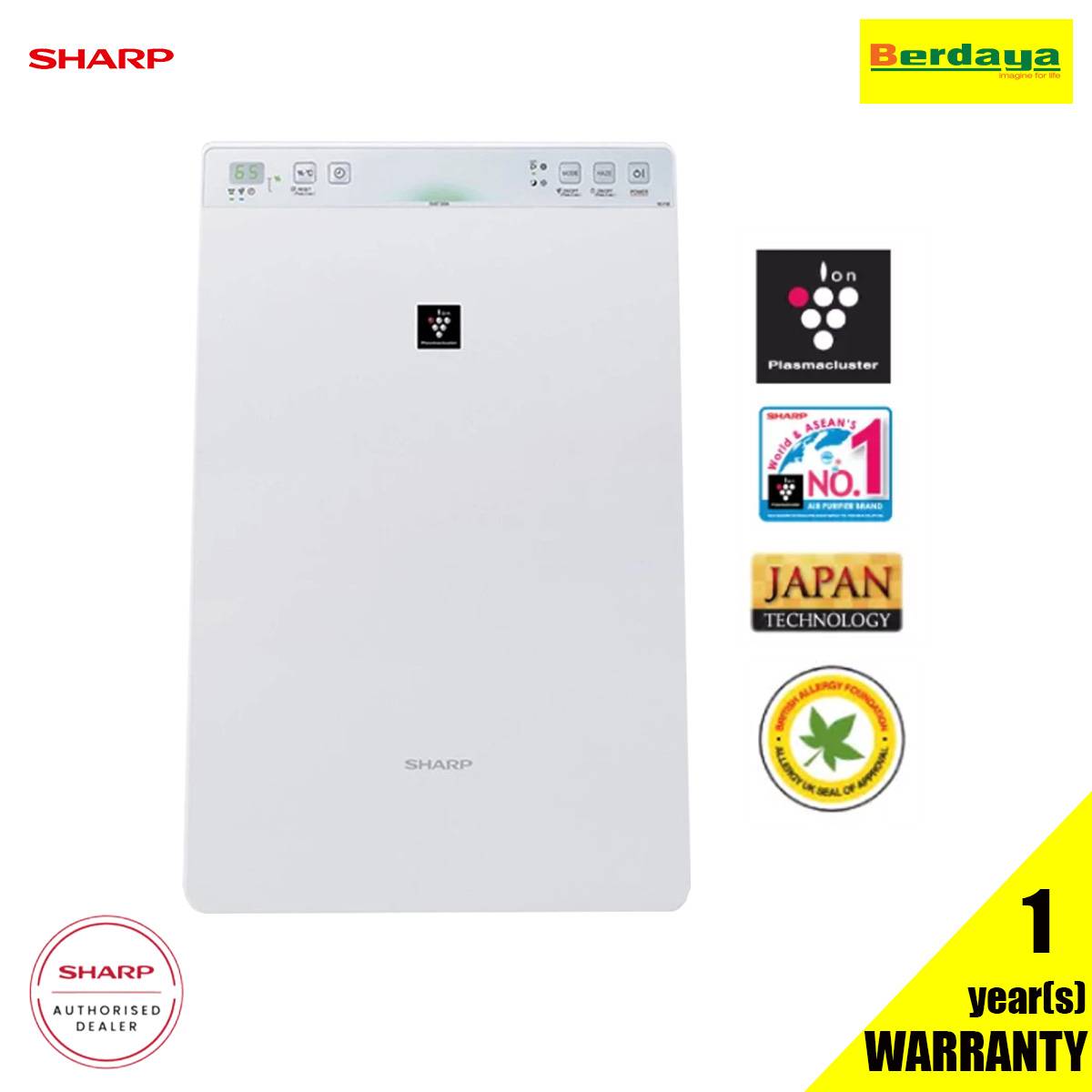 SHARP KCF30LW 21m² PLASMACLUSTER TECHNOLOGY HUMIDIFYING AIR PURIFIER ...